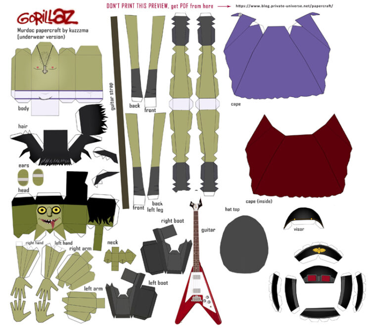 papercraft | Gorillaz Murdoc papertoy (cape version) | private universe ...