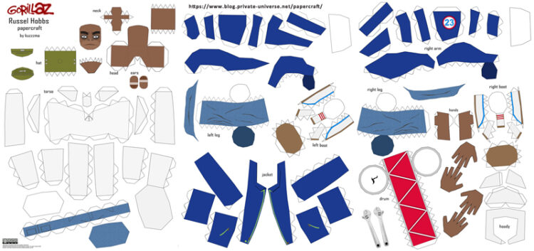 papercraft | Gorillaz Russel Hobbs papertoy | private universe timeline